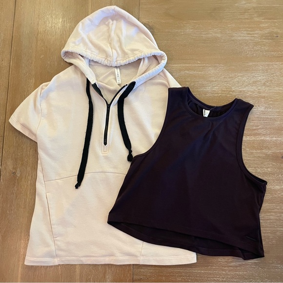 Tops | Eggplant Purple Tank Light Pink Pullover | Poshmark